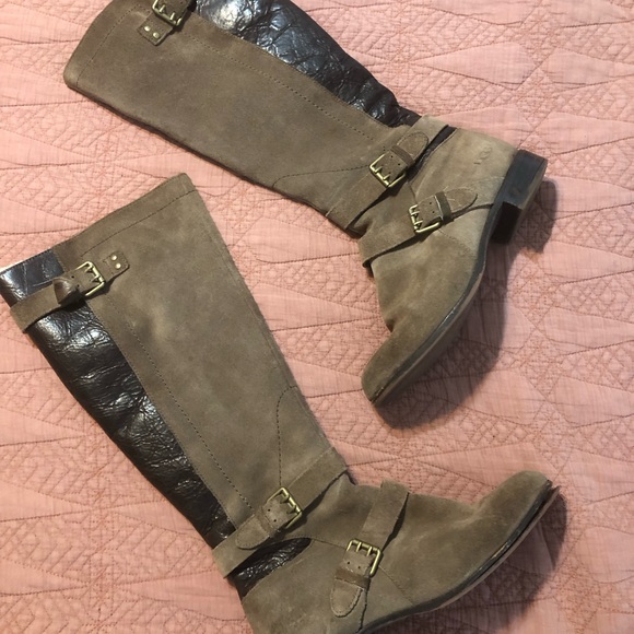 UGG | Shoes | Ugg Women Brown Leather Suede Sherpa Lined Knee High ...